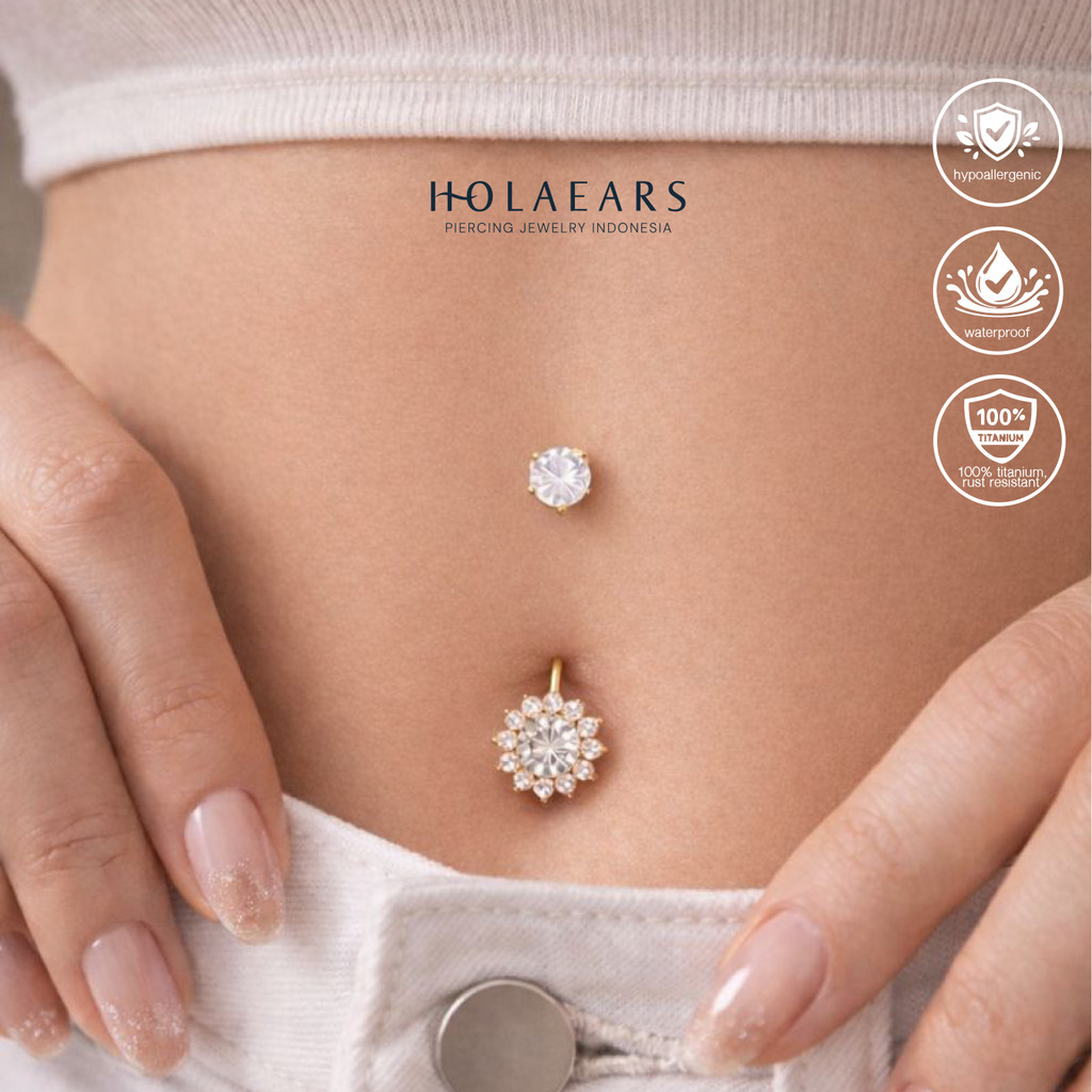 Ab20 Ab21 Opal Belly Piercing Titanium เกรดทางการแพทย์คุณภาพสูง