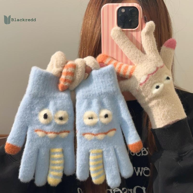 BRED ถุงมือถักลายสนุกMonster Finger Touch Screen Plush สำหรับฤดูหนาว ...