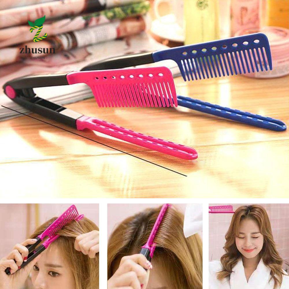 ZHUSUN หวีทําผม, DIY Hairdress เครื่องมือ V ประเภทผม Straightener แปรง ...