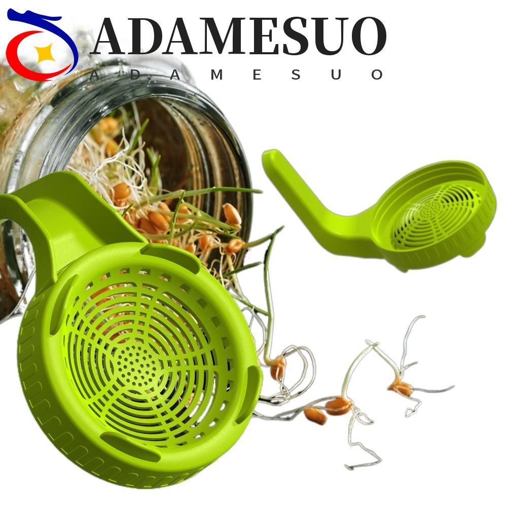 ADAMESUO ฝาแตก, ฝาครอบถั่วงอกตาข่ายพลาสติก, สีเขียวเกรดอาหาร 86 มม. พร้อมที่จับกรองฝาปิดถั่ว ...