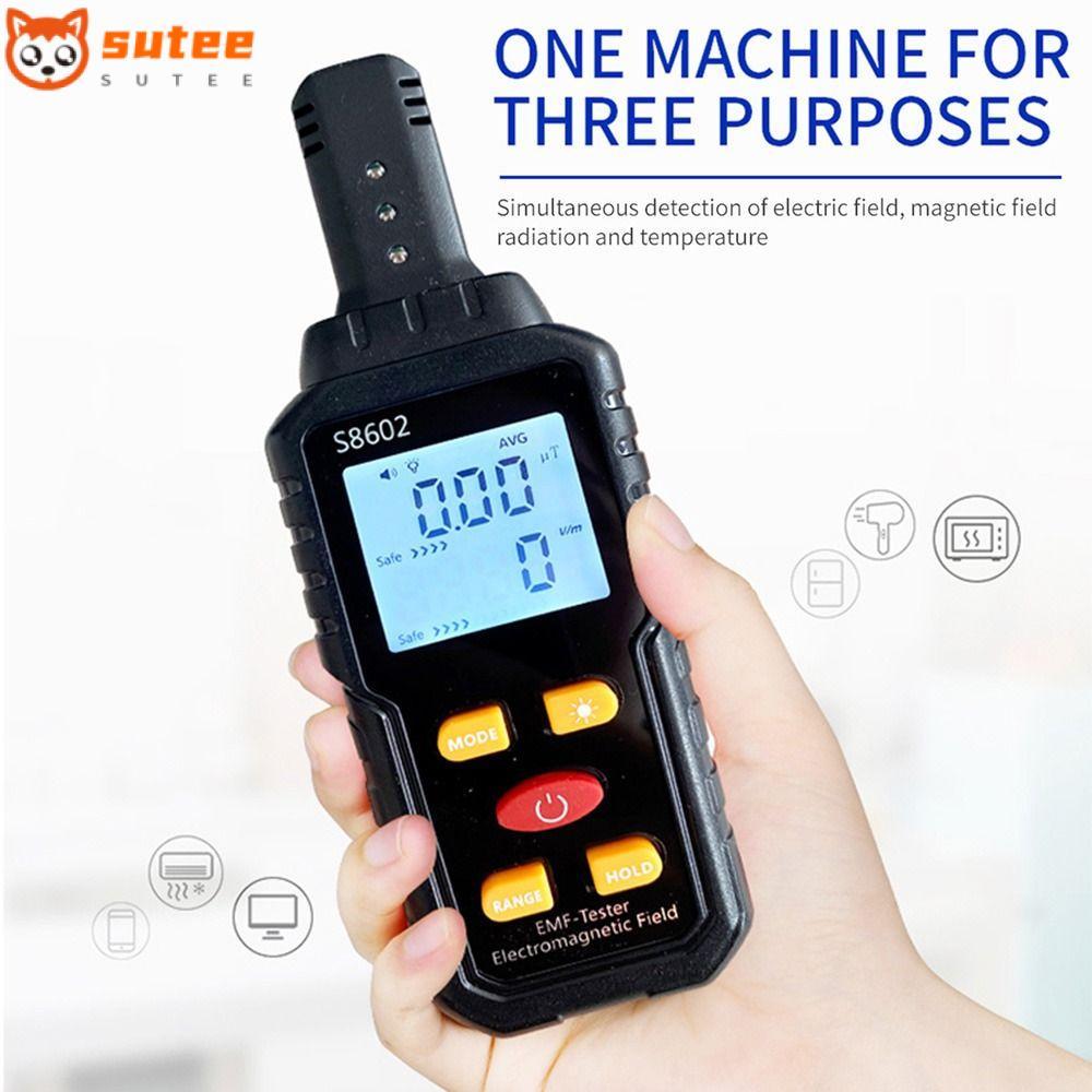 SUTEE เครื่องตรวจจับรังสีแม่เหล็กไฟฟ้าทนทานปฏิบัติสีดํา EMF Meter ...