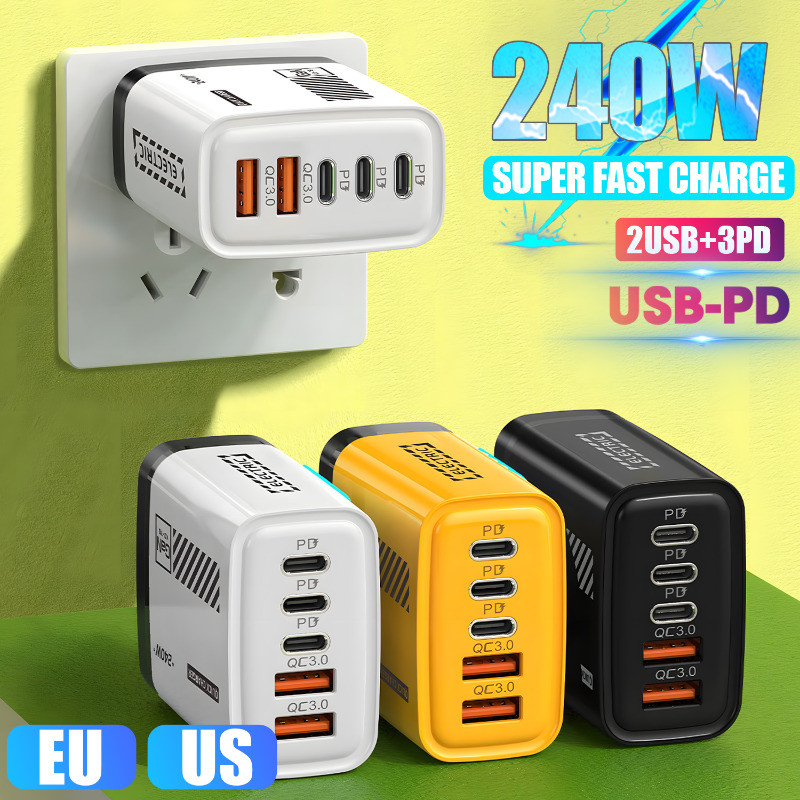 240W สถานีชาร์จ USB PD 5 พอร์ต | Mech Wind Belt Light Desktop Power ...