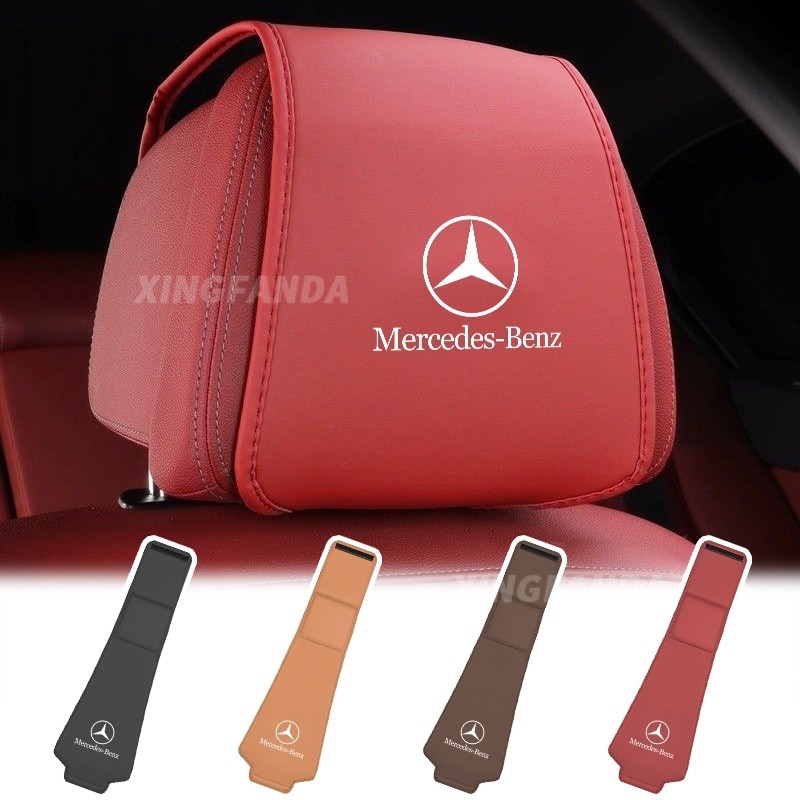 1/2pcs โลโก้รถที่นั่ง Headrest ฝุ่น PU Learther รถที่นั่งหมอนสําหรับ ...