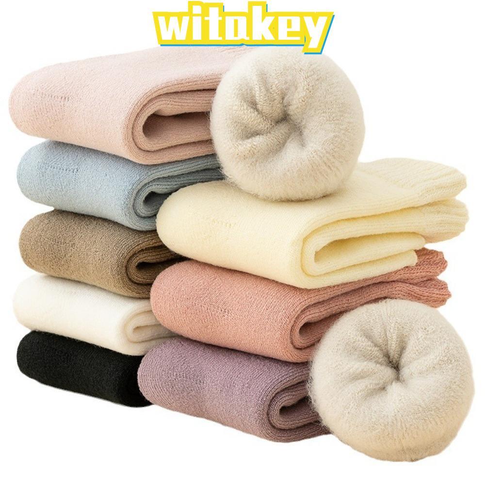 WITAKEY ถุงเท้าขนสัตว์ 3 คู่ หนาพิเศษ เหมาะสำหรับเด็กวัยหัดเดินในฤดูหนาว | Shopee Thailand