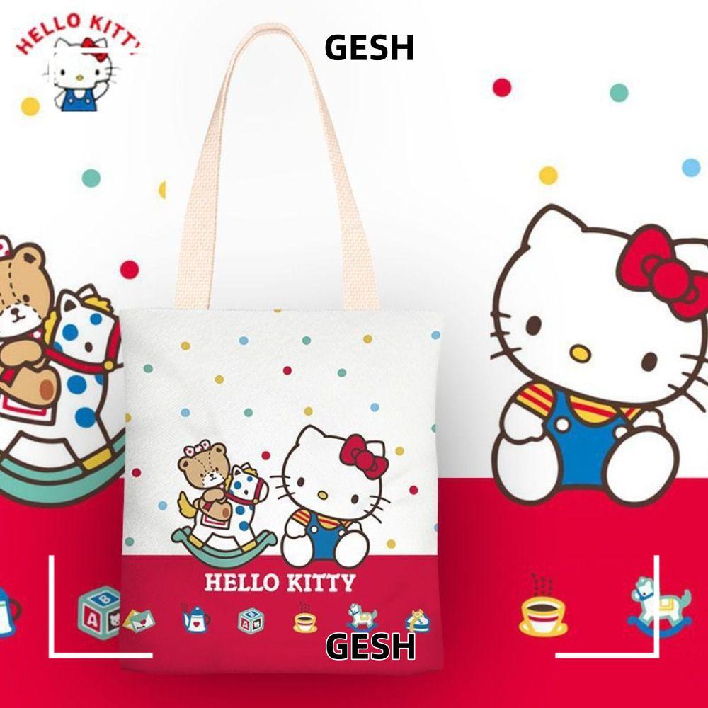 GESH Hello Kitty กระเป๋า tote ผ้าแคนวาส พกพาสะดวก สำหรับช้อปปิ้งและเก็บ ...