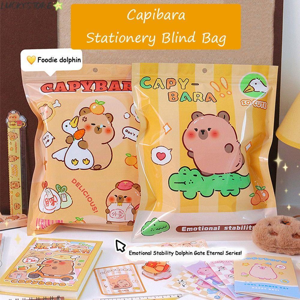 LUCKYSTORE Capibara Stationery Blind Bag, การ์ตูนตลก Capybara Notebook ...