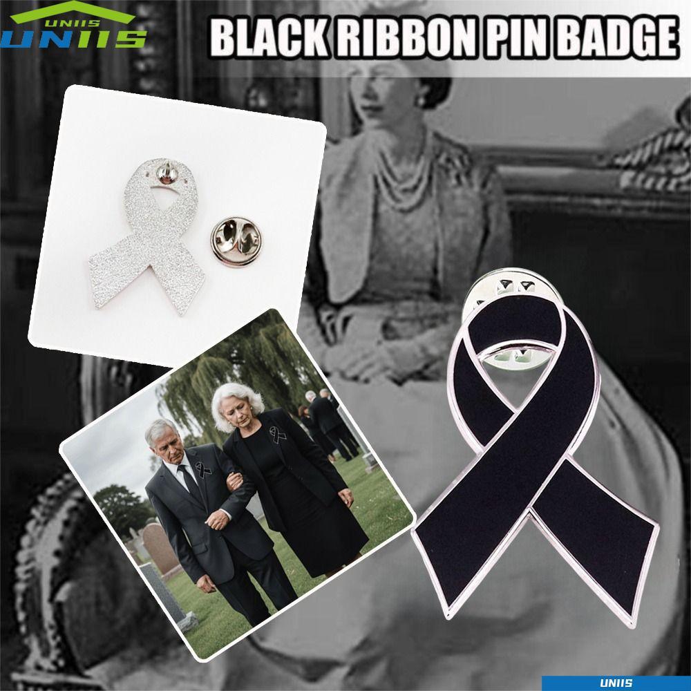 UNIIS Memorial Black Badge โลหะเคลือบสีดำ Awareness Ribbon Pin สำหรับงานศพและการระลึกถึง ...