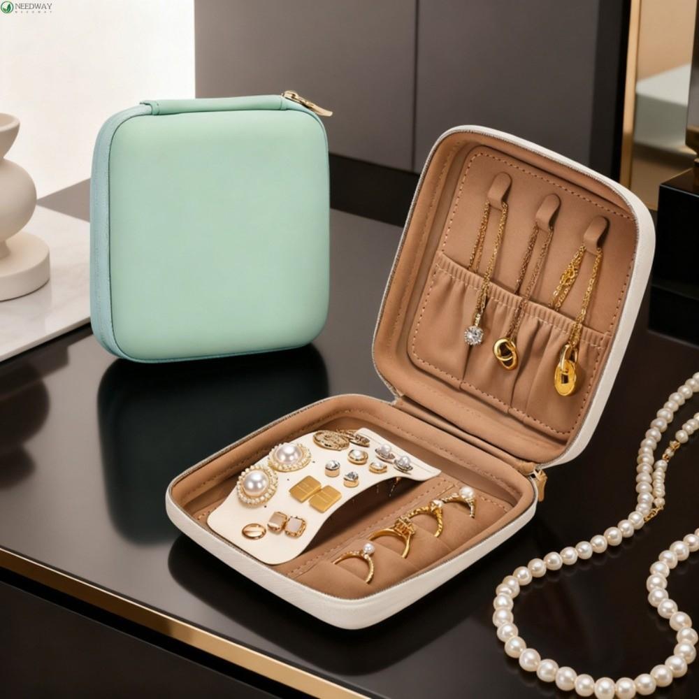 NEEDWAY Trinkets Storage Organizer,สีทึบหนังเครื่องประดับแบบพกพา,อเนก ...