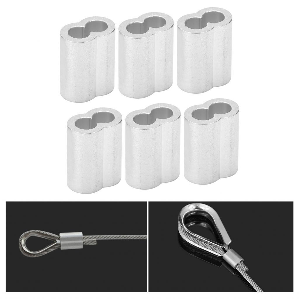 Double-Hole Ferrules ลวดสลิง CLAMP 100 ชิ้นคลิปวงรีอลูมิเนียม 8-Shaped ...