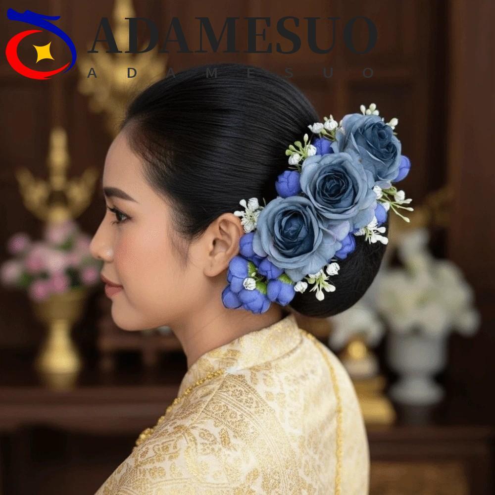 ADAMESUO หวีและกิ๊บติดผมลายดอกกุหลาบ สไตล์ไทยหวานหรูสำหรับผู้หญิง | Shopee Thailand