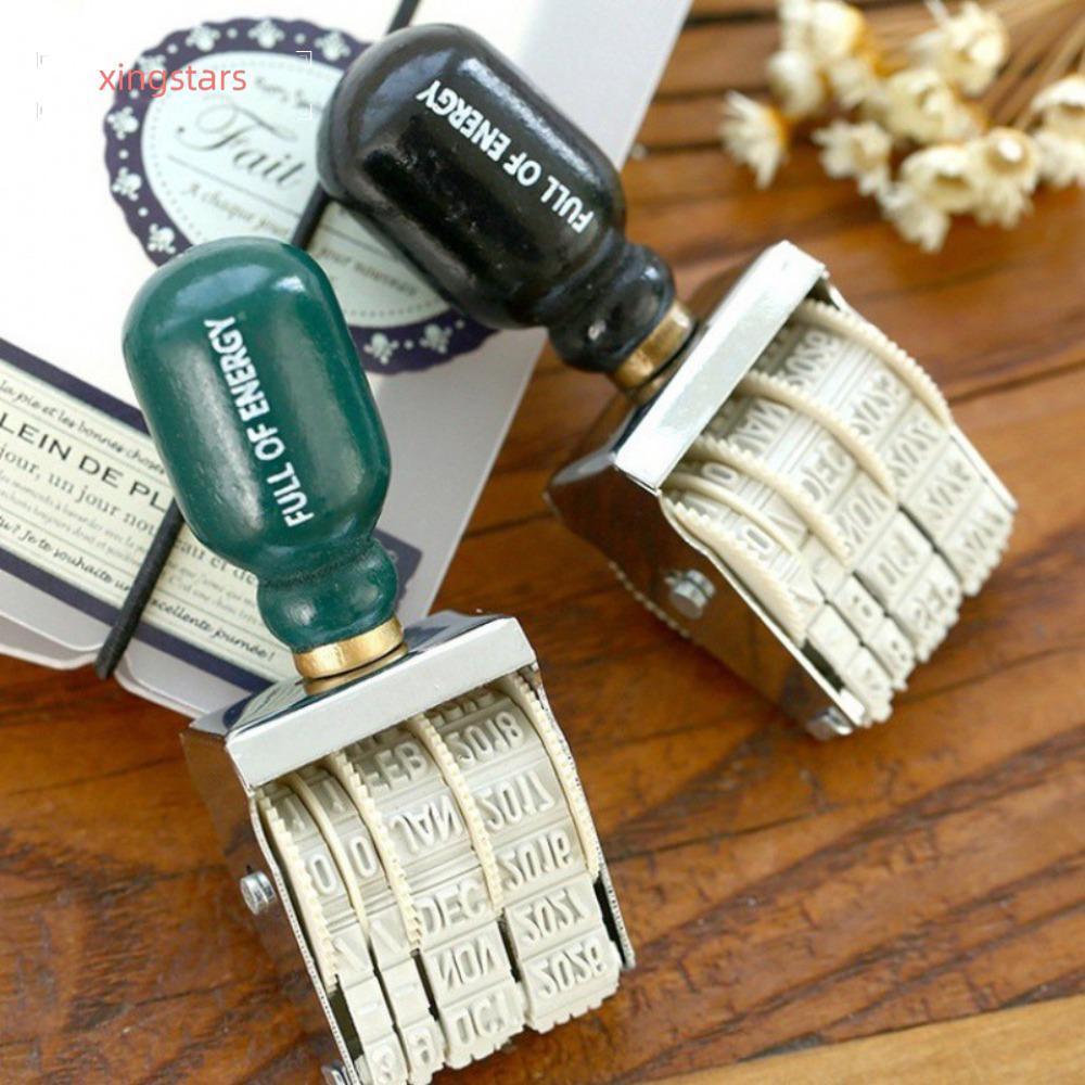 XINGSTARS ไม้ซีล Rolling ล้อแสตมป์, DIY Roller Knob Retro Roller วันที่ ...