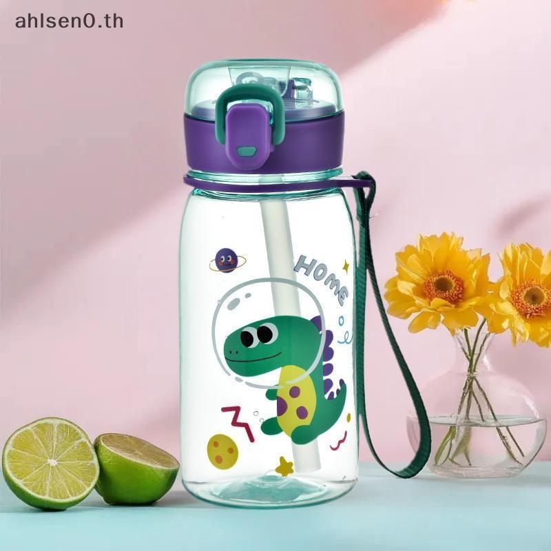 Ahlsen0 การ์ตูนสัตว์ขวดน้ําแบบพกพาความปลอดภัยล็อคน่ารักฟางถ้วยเด็กรั่วดื่มเหยือกสําหรับกลางแจ้ง ...