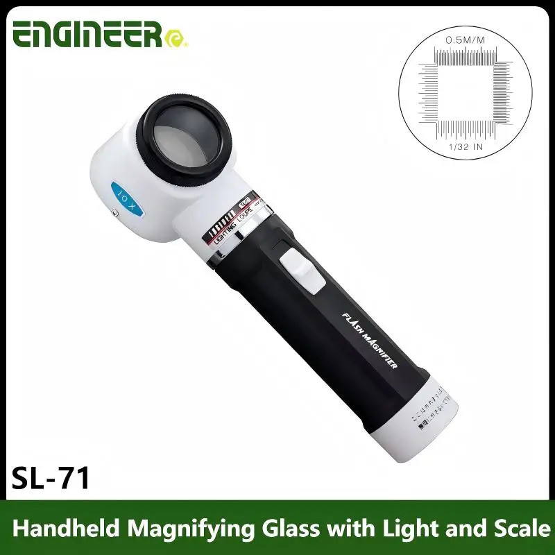 ENGINEER SL-71 แว่นขยายเรืองแสง - 10x ความละเอียดสูง, ไฟในตัว+สเกล, แบบพกพา, ซ่อมการอ่าน ...