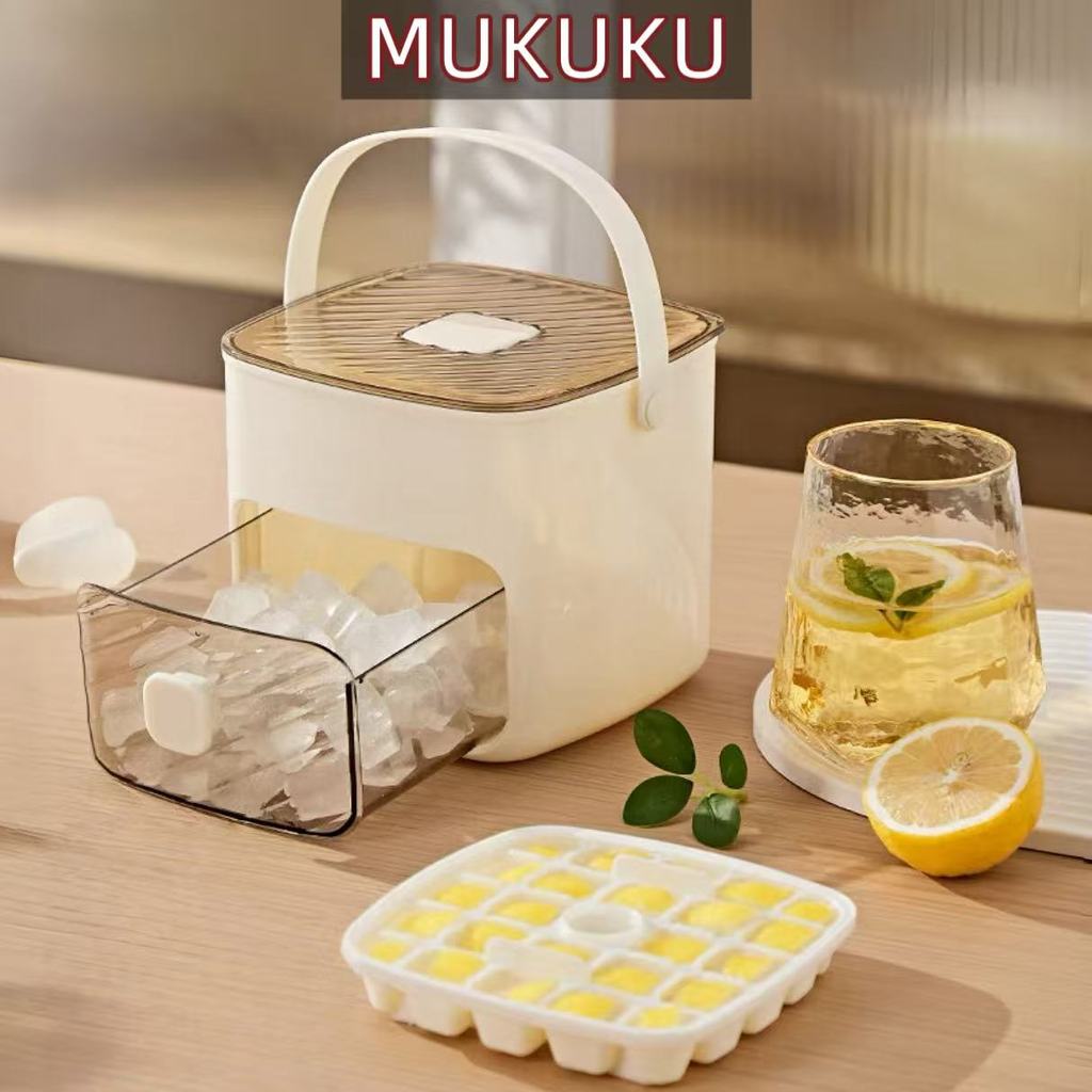 MUKUKU กล่องน้ําแข็งสองชั้น ทำน้ำแข็ง ทนทาน ระบบลิ้นชัก แบบสไลด์ เกรด ...