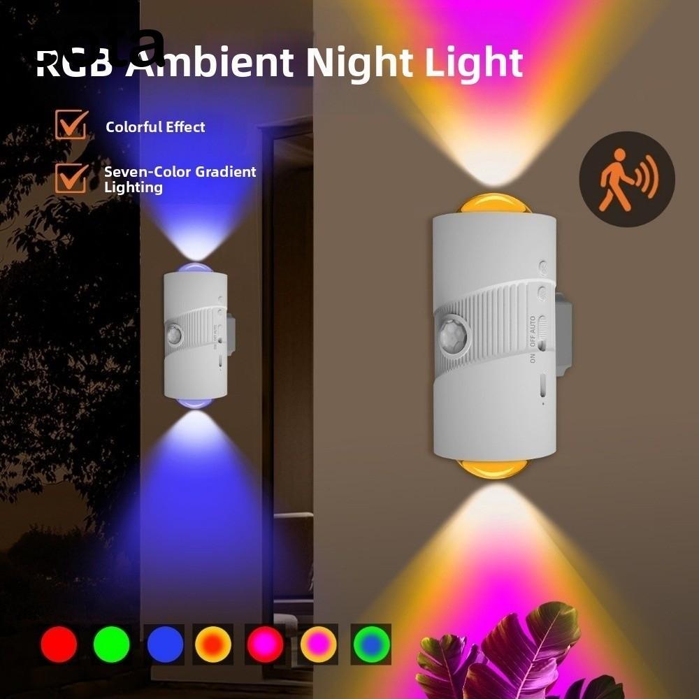 LEOTA Motion Sensor Night Light, ชาร์จสีสันGradient LED Wall Light, Up ...