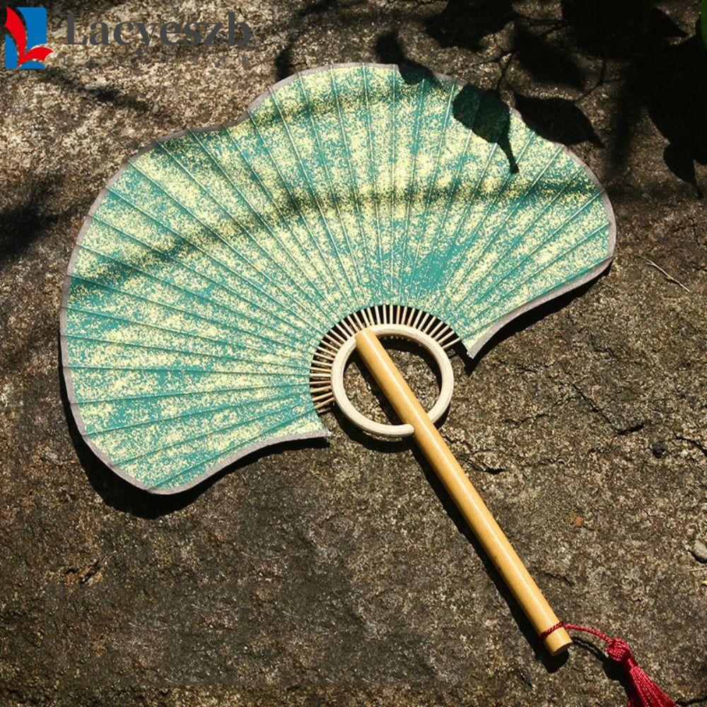 LACYESZB พัดลมกระดาษข้าว, Vintage Double-sided Ginkgo Round Fan ...