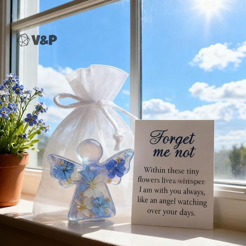 V&P Forget Me Not Angel Keepsake, Mini Resin Guardian Angel Figurine ...
