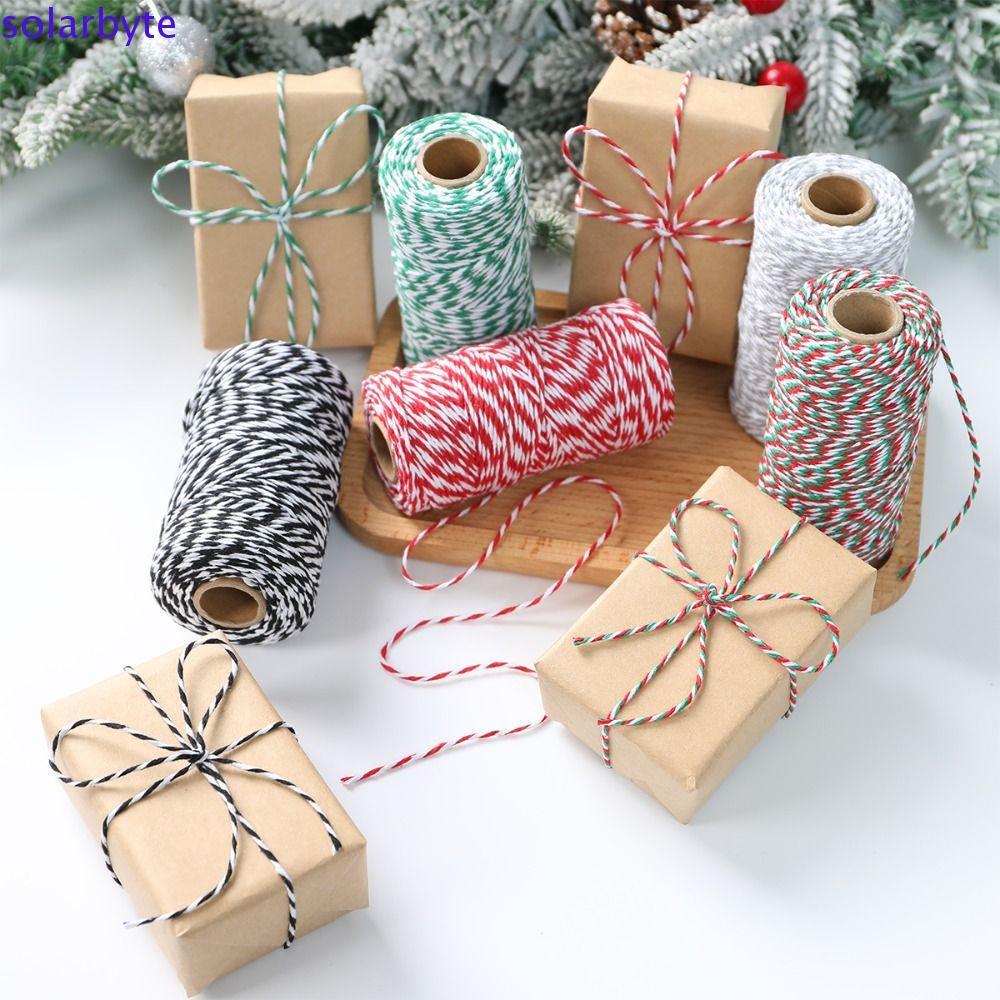 SOLARBYTE เชือกห่อคริสต์มาส,สีแดงสีเขียว Merry Christmas กล่องของขวัญบรรจุภัณฑ์เชือก, Twines ...