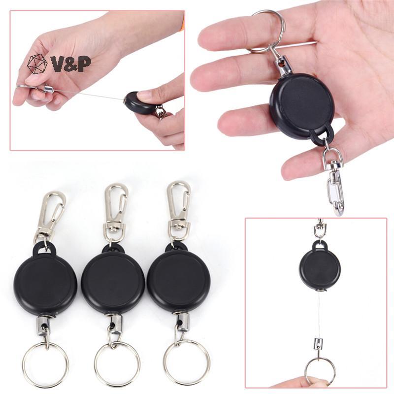 V&P Retractable Key Chain Reel สายเหล็ก Recoil เข็มขัดแหวน Badge Pass ...