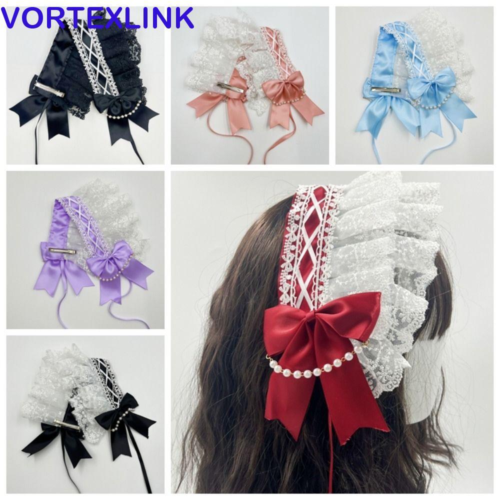 VORTEXLINK ที่คาดผมลูกไม้และริบบิ้นโบว์มุก สไตล์โลลิตา เครื่องประดับผม ...