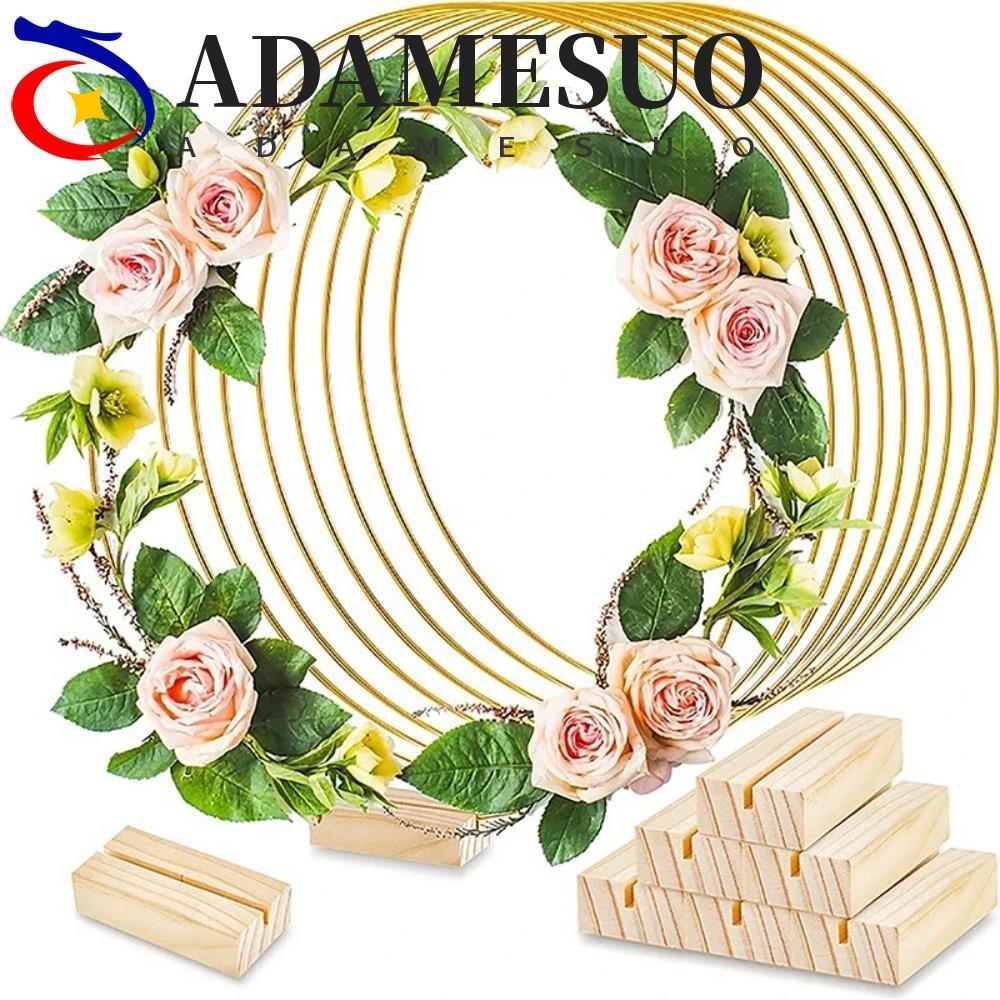 ADAMESUO ทองโลหะดอกไม้ Hoops, 10-50 ซม.เหล็กรอบแหวน,พวงหรีดกรอบฐานไม้ผู้ถือ DIY ตกแต่ง Vintage ...