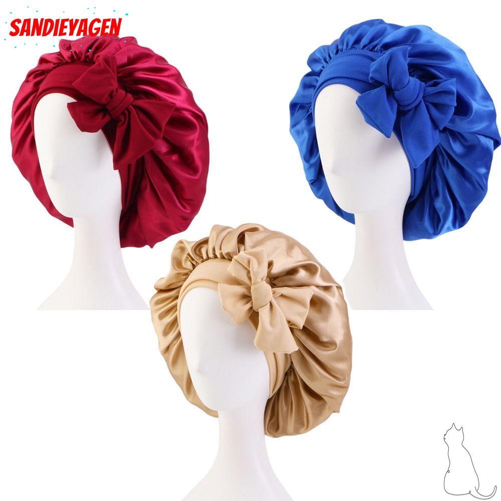 SANDIEYEAN NIGHTCAP TURBAN BONNET ผ้าไหมและซาติน กว้างแถบคาดศีรษะ ...