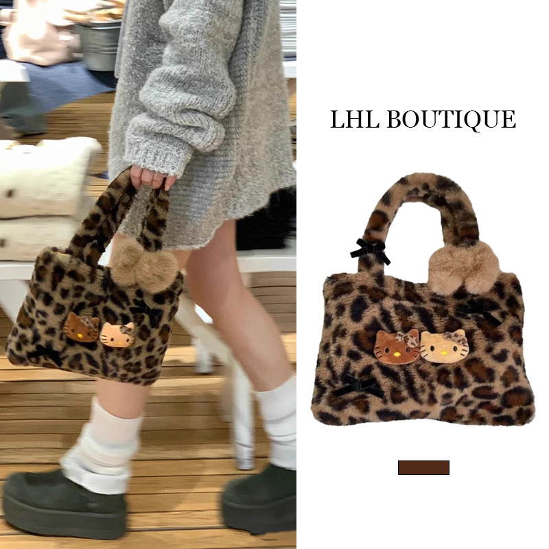 LHL BOUTIQUE กระเป๋าถือขนแกะพิมพ์ลายเสือดาว สไตล์แฟชั่น อเนกประสงค์ ...