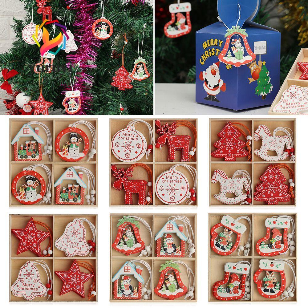 YURUYI 12PCS Xmas แขวนอุปกรณ์ DIY หัตถกรรมไม้จี้ตกแต่งคริสต์มาส ...
