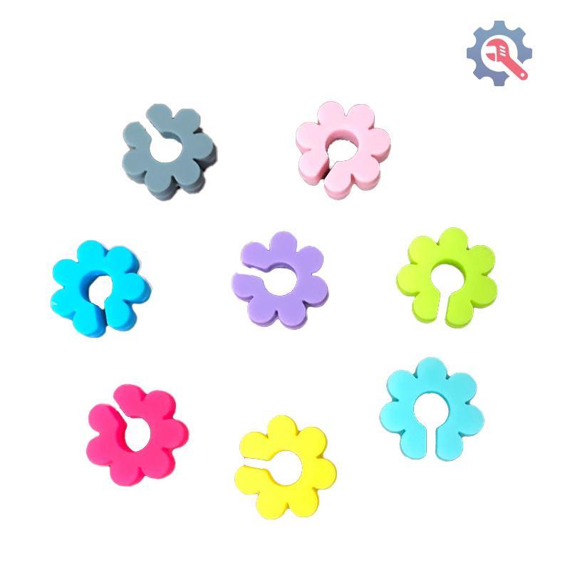 [GEX] 8 ชิ้นแก้วไวน์ Charm ซิลิโคนดอกไม้เครื่องดื่ม Marker Tag Identification Cup Label [TH ...