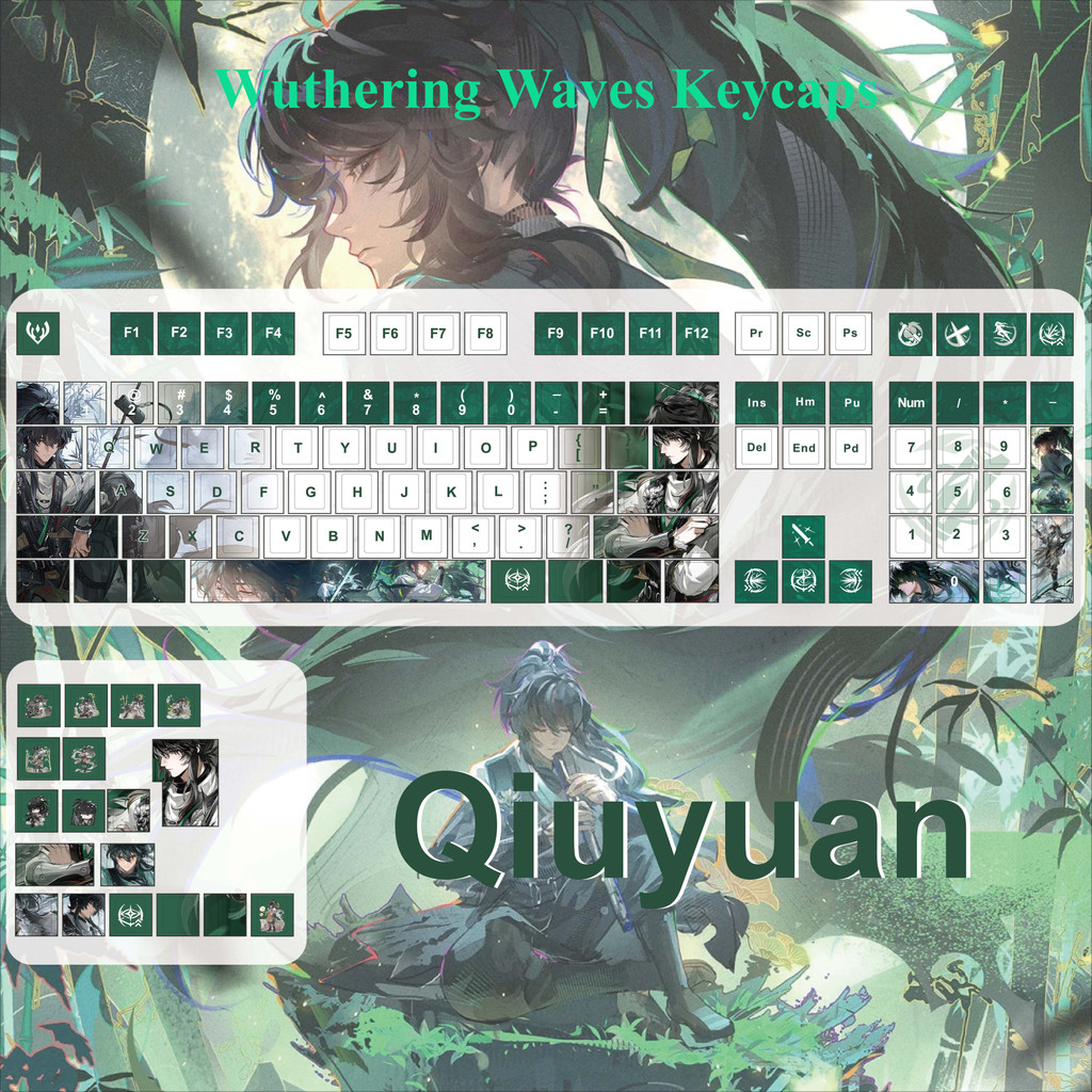 Wuthering Waves Qiuyuan Keycaps โปรไฟล์เชอร์รี่ PBT 120 คีย์ Wooting ...