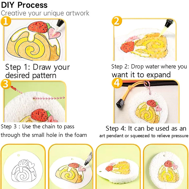 [pto] Magic Puffy Paint, 3D Drawing Magic Canvas Sponge, Puffy Popcorn ...