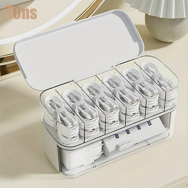 Ons Desktop Cable Organizer Box พร้อมฝาปิด,pact Home Storage Solution ...