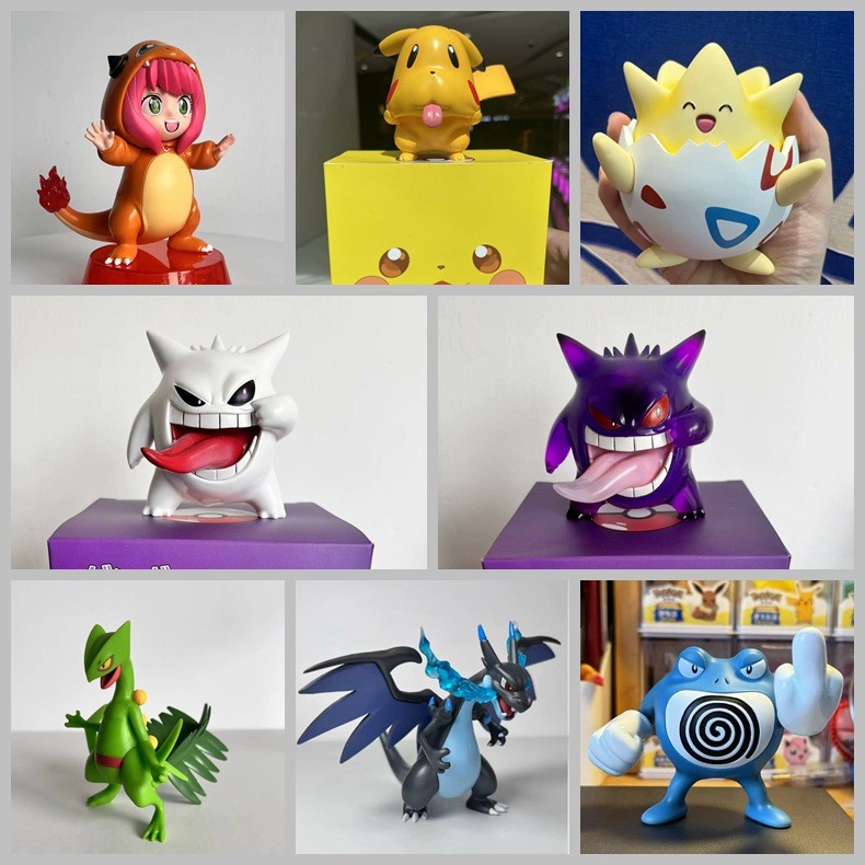 Pet Elf Pikachu Gengar Charmander Bulbasaur Computer Case Figurine ...