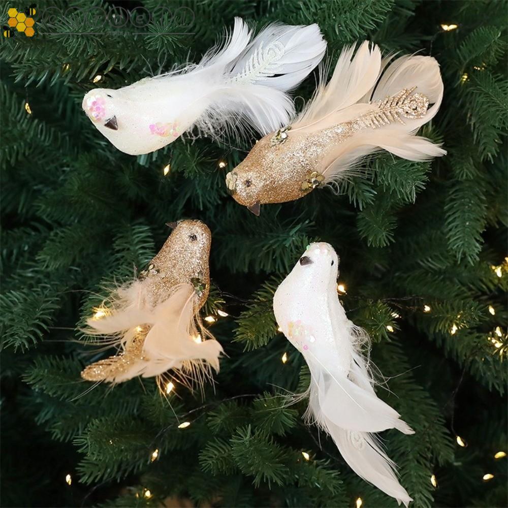 CORDELL จําลองโฟม Bird, Glitter White Doves จี้ต้นคริสต์มาส, Holiday ...