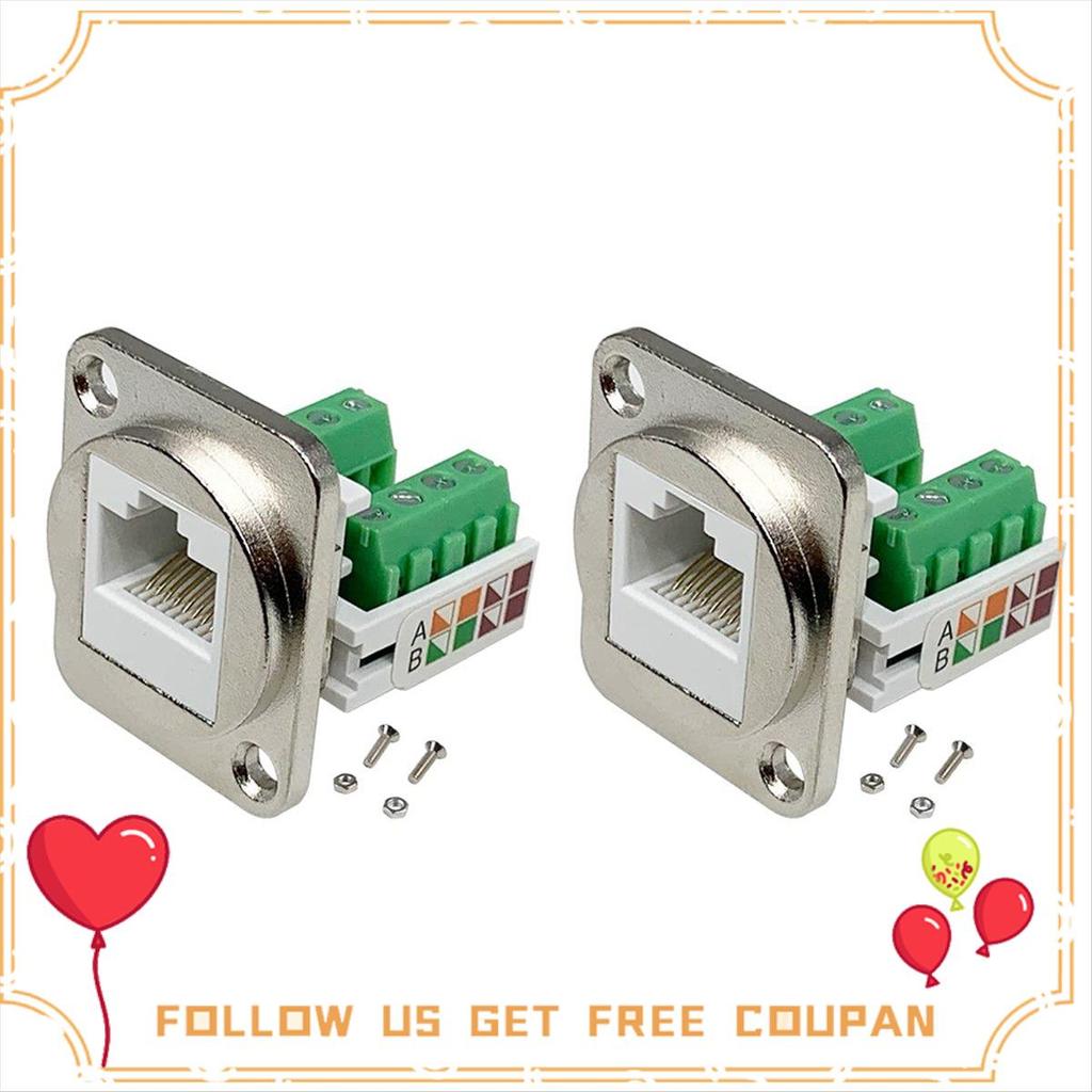 2PCS RJ45 แผง Mount สกรู Terminal อะแดปเตอร์, RJ45/8P8C หญิงแผง Mount ...