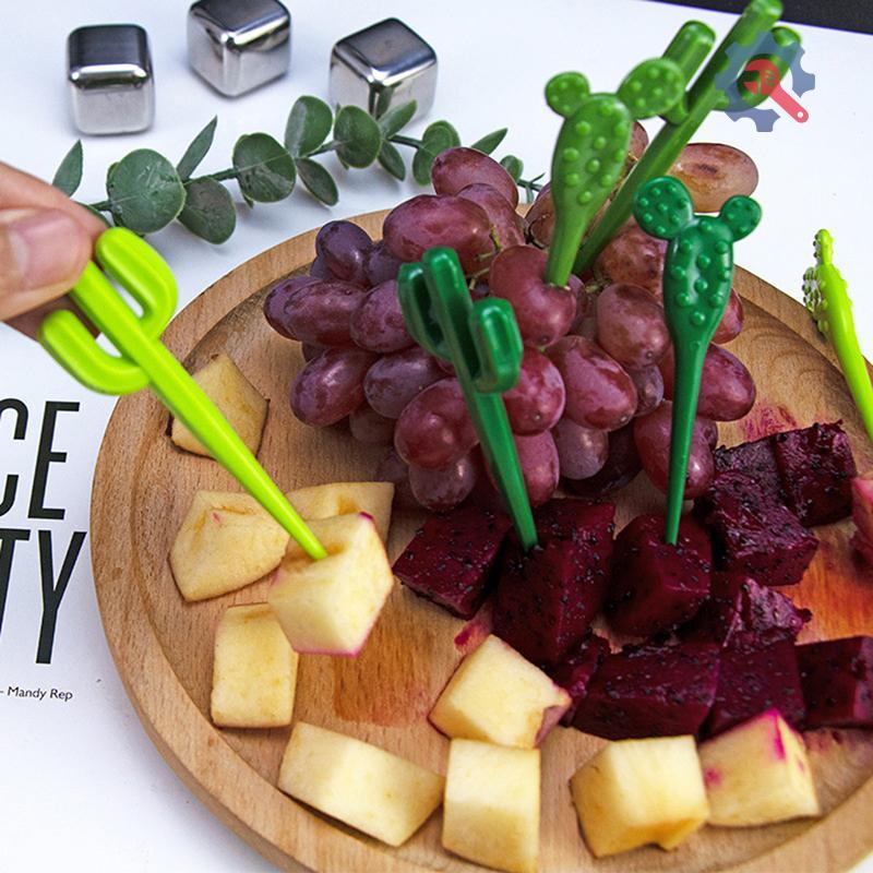 [GEX] 6 ชิ้นน่ารักกระบองเพชรมินิการ์ตูนไม้จิ้มฟันส้อมผลไม้สําหรับกล่องเบนโตะกล่องอาหารกลางวันตก ...