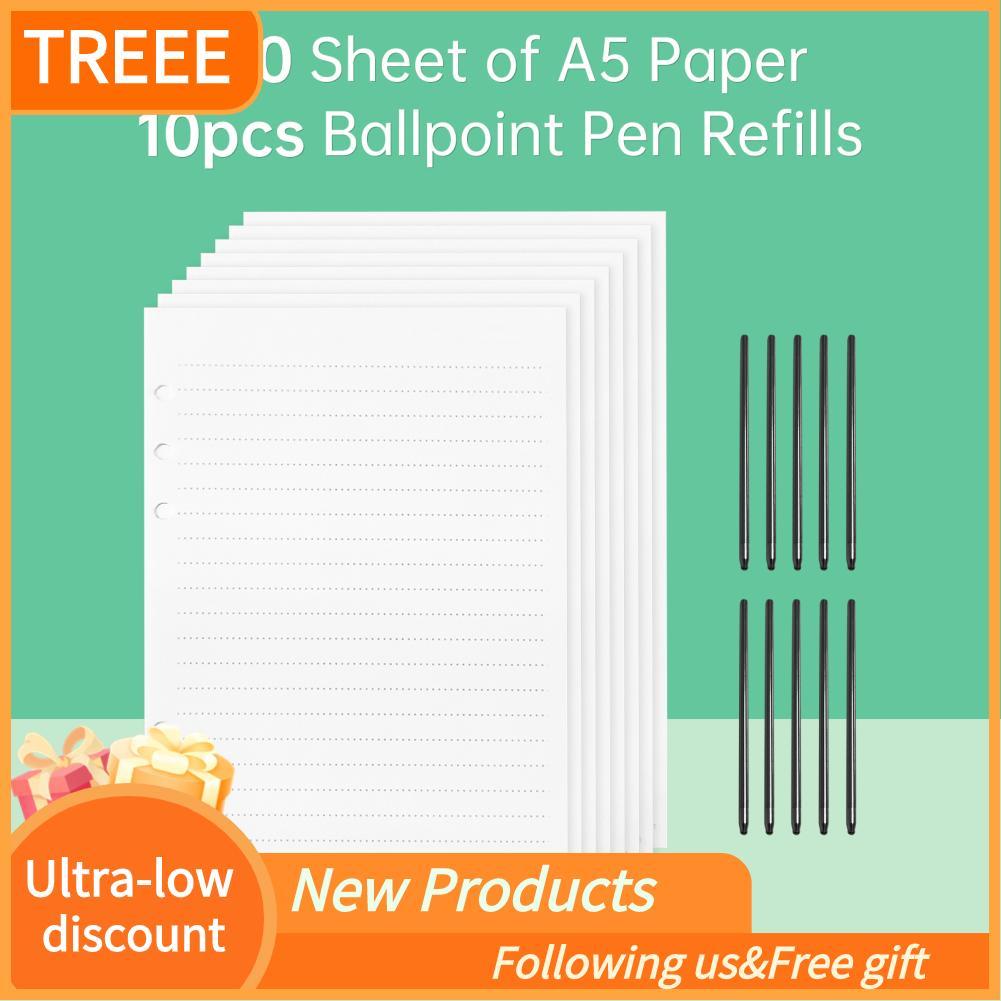 Treee Treee A5 กระดาษ 120 แผ่นและ 10 ชิ้นปากกาลูกลื่นเติมสำหรับชุด ...