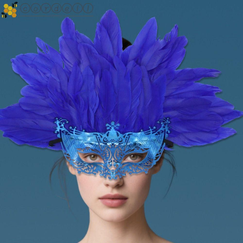 CORDELL Feather Masquerade Mask, ความแปลกใหม่แฟชั่น Carnival Headpiece ...