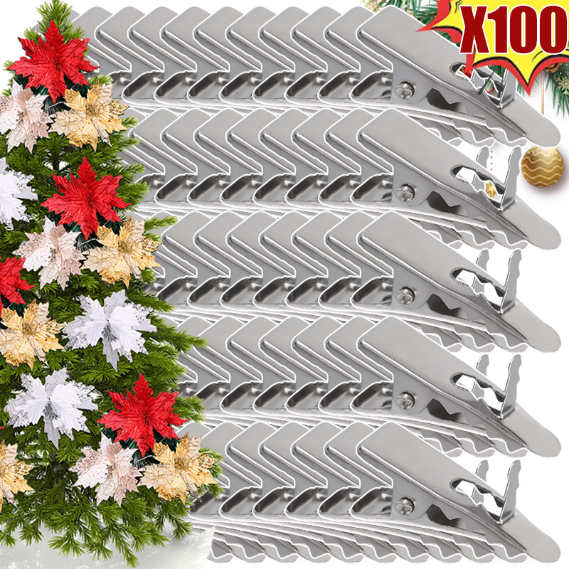 10/30/50/100 ชิ้น Xmas Tree พวงหรีดจระเข้ Clamps - เทศกาลในครัวเรือน ...