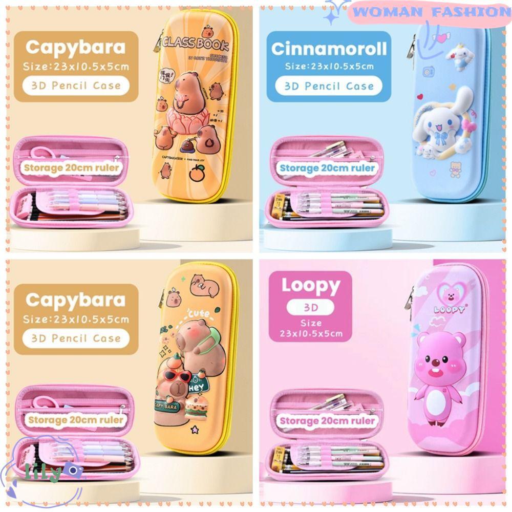 LILY Pencil , ความจุขนาดใหญ่ Capybara/Cinnamoroll/Loopy กระเป๋าปากกา ...