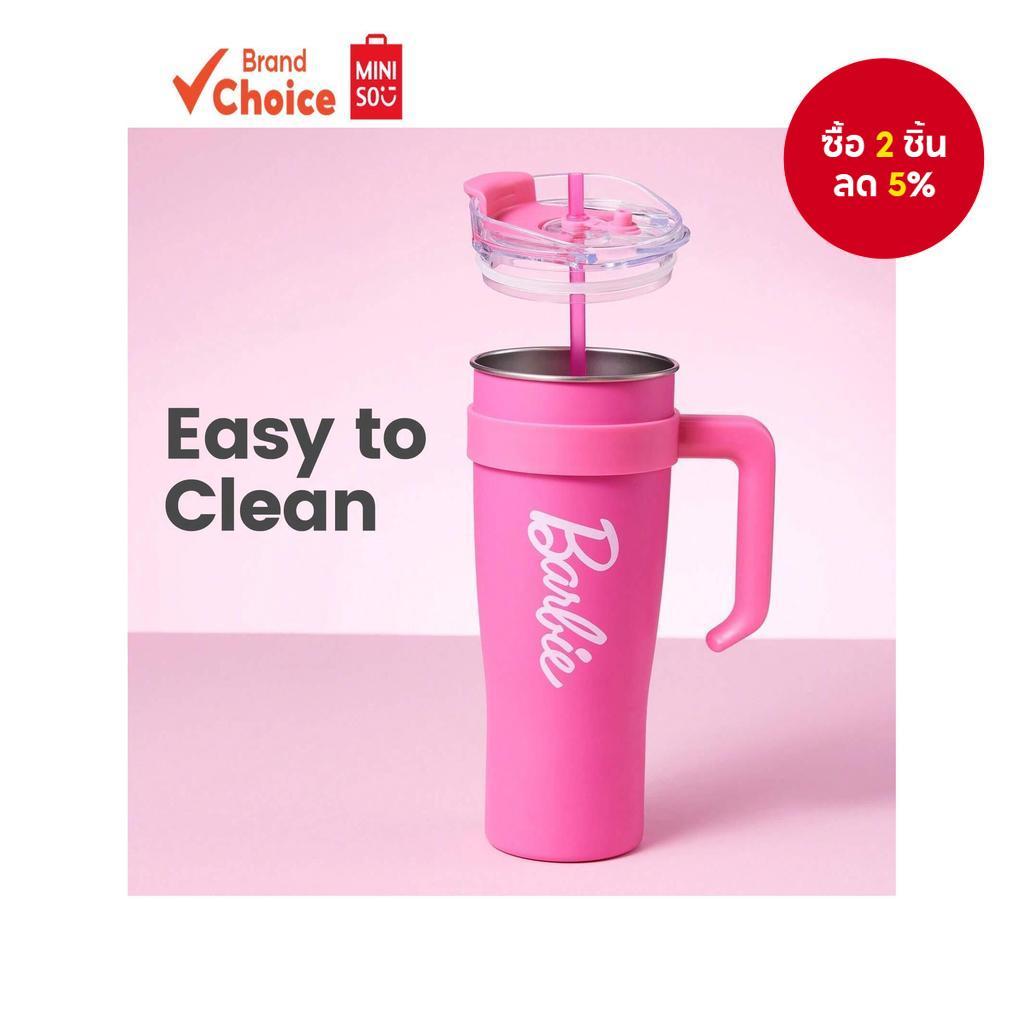 MINISO Barbie Series แก้วสแตนเลสความจุใหญ่พร้อมหลอด (1600ml) ขนาด 17ซม. ...