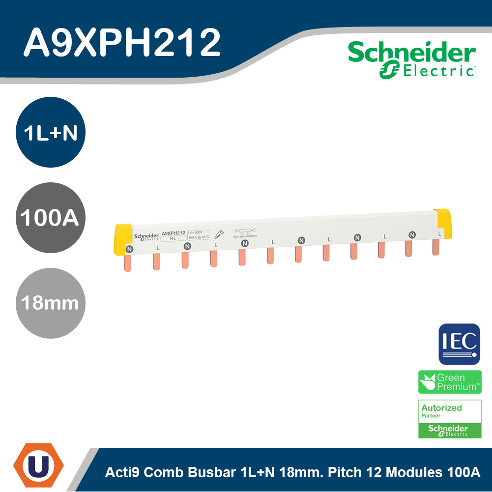 Schneider Electric Acti9 Comb Busbar 1L+N 18mm. Pitch 12 Modules 100A ...