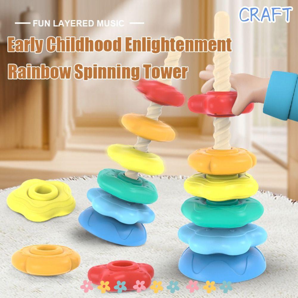 CRAFT Rainbow Spinning Tower, Early Educational Toys Montessori Baby ...