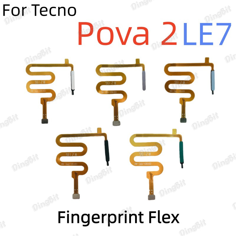 สําหรับ Tecno Pova 2 LE7 ปุ่มบ้านเซ็นเซอร์ลายนิ้วมือ Return Power Flex ...