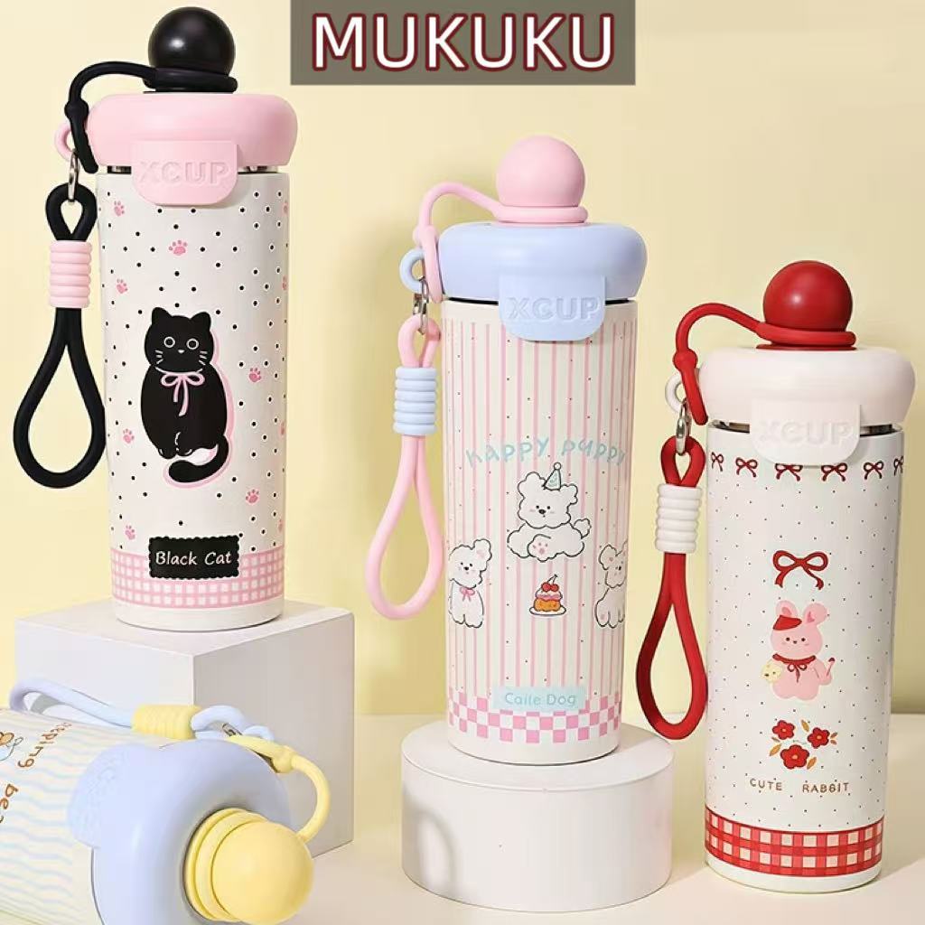 MUKUKU แก้วสแตนเลส316 เก็บความเย็นความร้อนดี มีหลอดดูดพร้อมฝาปิด ลายมา ...