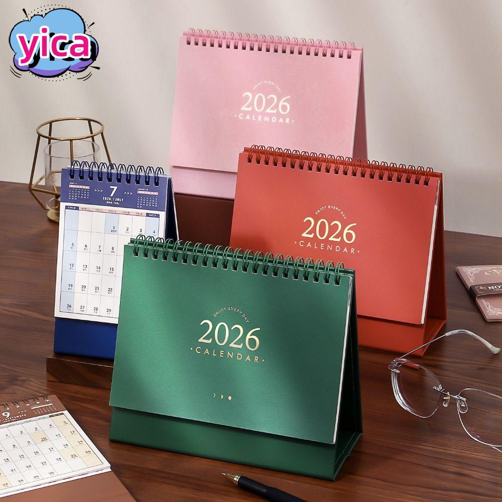 YICA ปฏิทินขนาดเล็ก, คอยล์แบบพกพา 2026 ปฏิทินตั้งโต๊ะ, เดสก์ท็อปเรียบ ...