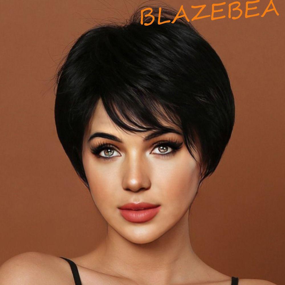 BLAZEBEA สีน้ําตาล Bob วิกผมทุกวันอุปกรณ์เสริมผมสังเคราะห์ผมธรรมชาติคุณภาพสูง Fasion ที่มองไม่ ...