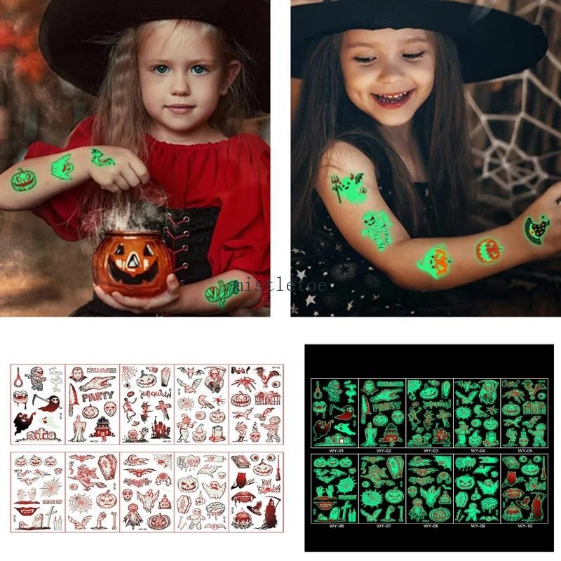 MIS 10xHalloween ฟักทองน่ากลัว Coffin Clings สติ๊กเกอร์เรืองแสงใน Dark ...