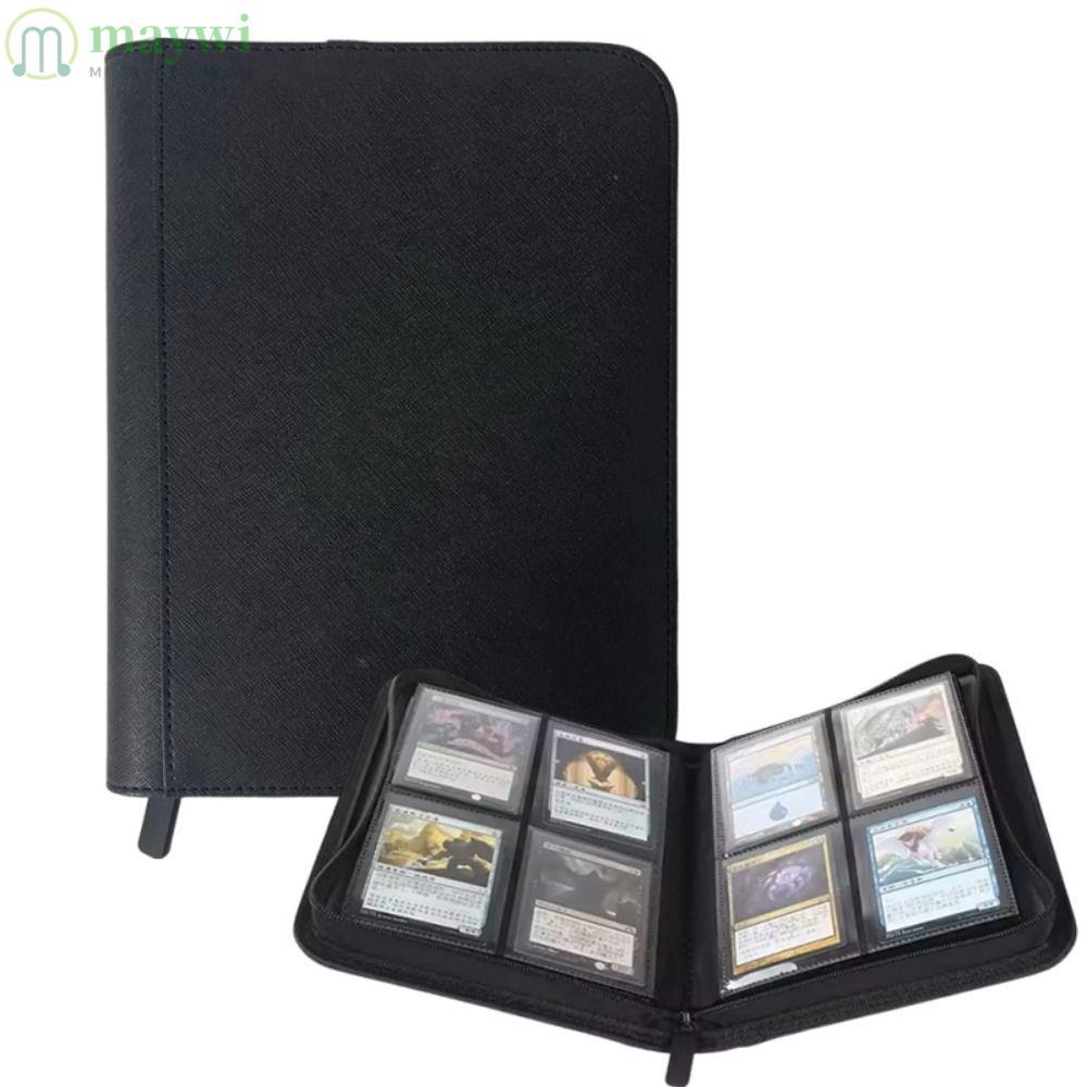 MAYWI 4 Pocket Card Binder, Side-Loading PU Cover Trading Card Holder ...