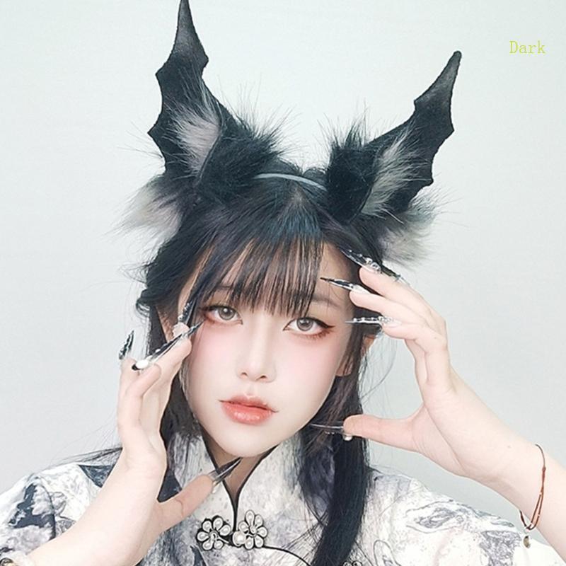 Dark Faux Furs ค้างคาวหูแถบคาดศีรษะ Devil Tail ฮาโลวีน Devil เครื่อง ...